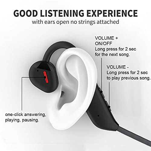 Lake Tent Open-Ear Bluetooth Sport Headphones,Air Conduction,Music Answer Phone Call for Running Hiking Driving Cycling (Black)