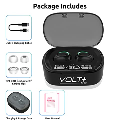 Volt Plus TECH Wireless V5.1 PRO Earbuds Compatible with Samsung Galaxy A73 5G IPX3 Bluetooth Touch Waterproof/Sweatproof/Noise Reduction with Mic (Black)