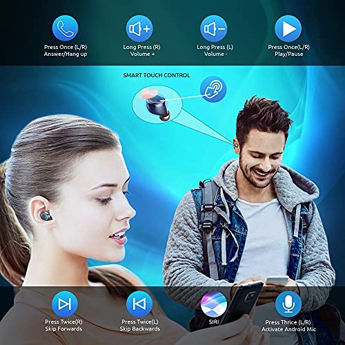 Volt Plus TECH Wireless V5.1 PRO Earbuds Compatible with Samsung Galaxy A73 5G IPX3 Bluetooth Touch Waterproof/Sweatproof/Noise Reduction with Mic (Black)