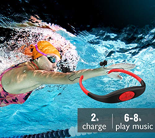 Waterproof Mp3 Headset Music Player, 8gb Memory Hi-fi Stero, FM Radio, Bluetooth Earphone for Swimming, Surfing, Running, Sports, Award-Winning Design (Yellow)