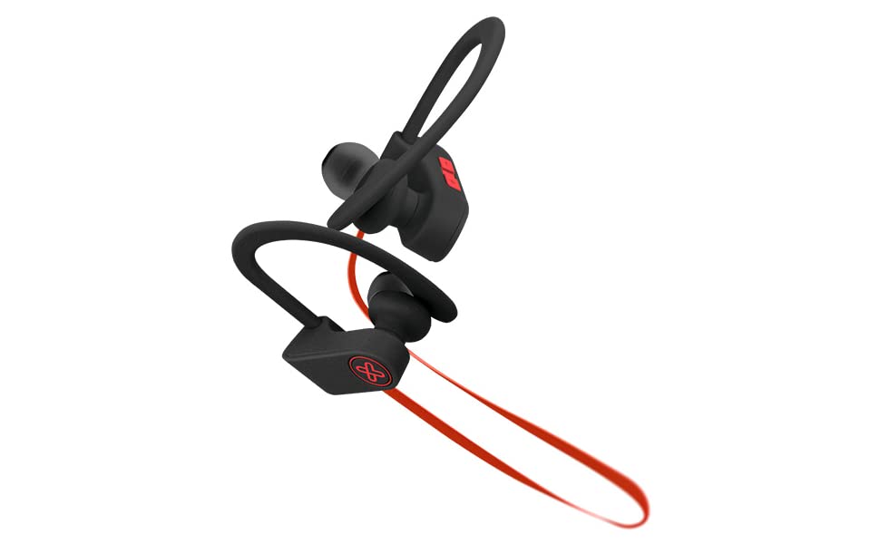 Klipxtreme JogBudz II Sports Earphones with Mic Lightweight Water-Resistant Earbuds with Ear Hooks Compatible with Siri and Google Voice, Wireless Headphones (Red)