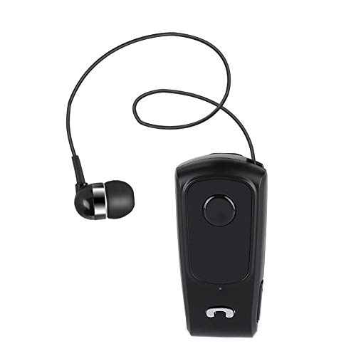 Fineblue F920 Bluetooh Headset, Wireless Retractable Earpiece with Business Collar Clip Support for Hands Free Calls& Anti Lost Function for Sports/Business/Drive (Black)