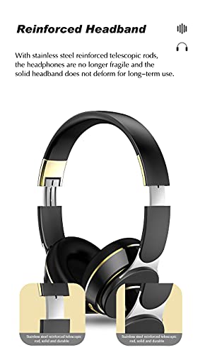 Bluetooth Headphones V5.1 with Mic, Wireless Headsets with Active Noise Canceling, Over-Ear ANC Stereo Headphones for Cell Phones Laptop Computer (Black)