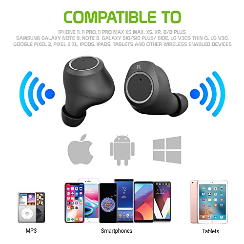 Wireless V5 Bluetooth Earbuds Compatible with Oppo Reno7 Pro 5G with Charging case for in Ear Headphones. (V5.0 Black)