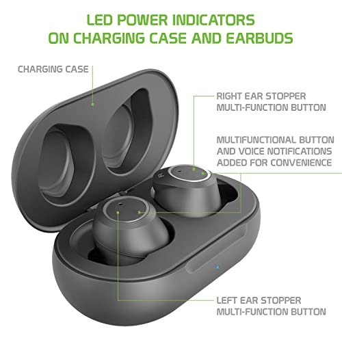 Wireless V5 Bluetooth Earbuds Compatible with Oppo Reno7 Pro 5G with Charging case for in Ear Headphones. (V5.0 Black)