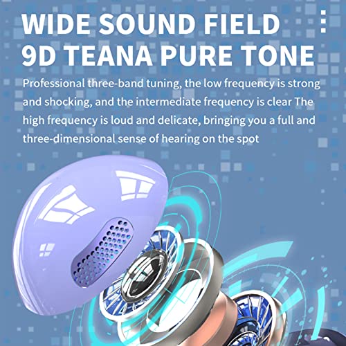 Wireless Earbuds Bluetooth in Ear Light-Weight Headphones Built-in Microphone Immersive Premium Sound with Charging Case purp