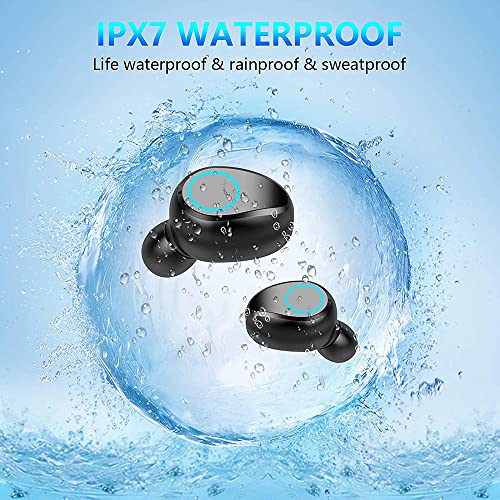 VOLT PLUS TECH Slim Travel Wireless V5.1 Earbuds Compatible with Your Samsung Galaxy S21/Ultra/Plus/S21+ 5G Micro Thin Case with Quad Mic 8D Bass IPX7 Waterproof (Black)