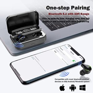 Wireless Earbuds, Bluetooth 5.2 in-Ear Headphones with 100H Playtime Charging Case, IPX5 Waterproof True Wireless Ear Buds,Stereo Sports Earphones with Built-in Mic Compatible with iPhone/Android