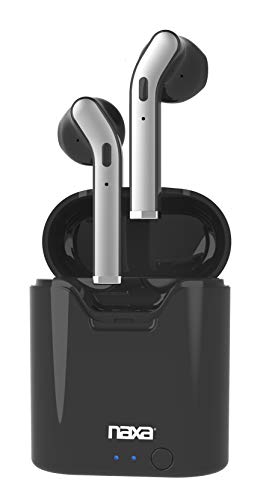 Naxa Electronics True Wireless Earphones with Charging Battery Case, Black