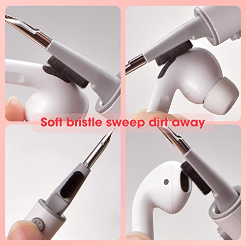 Cleaner Kit Compatible with Airpods, Earbuds Cleaning kit,Cleaning Pen with Brush for Bluetooth Earbuds Cleaner,Cellphones, Wireless Earphones,Laptop, Camera (White)