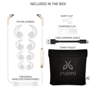 Jaybird FREEDOM 2 In-Ear Wireless Bluetooth Sport Headphones with SpeedFit – Tough All-Metal Design – Gold