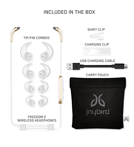 Jaybird FREEDOM 2 In-Ear Wireless Bluetooth Sport Headphones with SpeedFit – Tough All-Metal Design – Gold