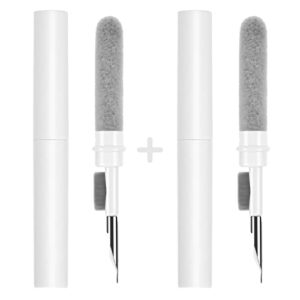 2 pcs bluetooth earbuds cleaning pen for airpods – 3 in 1 wireless headphones cleaning kit portable earphone brush multifunctional cleaner kits for earphones charging ports mobile phone, white