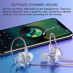 GK GST Wired Earbuds Headphones, in Ear Headphones Noise Cancelling, HiFi Earphones Stereo Bass IEM Type B Pin Earbuds(No Mic)