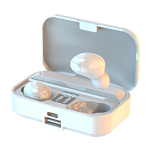 LAURRY F9 Pro True Wireless Earbuds Bluetooth Headphones with Wireless LED Digital Charging Case | Outstanding Details | Deep Bass for Sport (White)