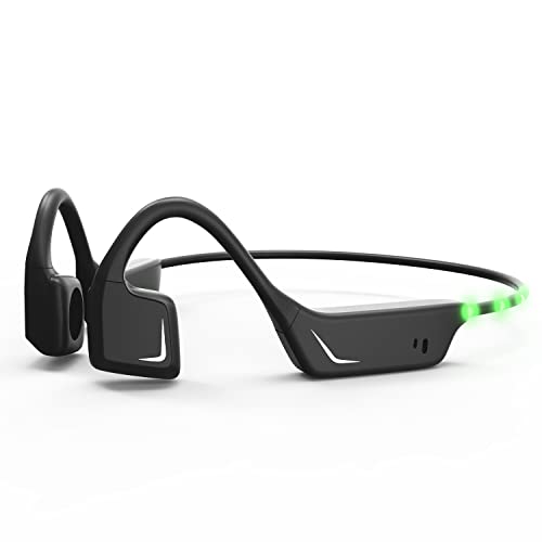 Open-Ear Wireless Bluetooth Bone Conduction Sport Headphones coclear Sweat Resistant Wireless Earphones with LED Light for Night Running Built (2)