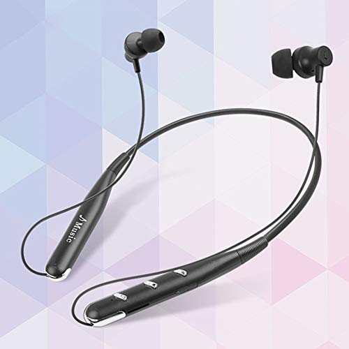 Heave Wireless Neckband Bluetooth Headphones,Retractable Stereo Sweatproof in Ear Sports Earphones with Microphone,7 Hours Talking Time Earphones for Running Driving Black Silver