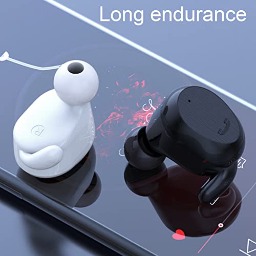 True Wireless Business Bluetooth5.0 Earbuds,Mini in-Ear Noise Canceling Monaural Premium Fidelity Sound Headphones Fast Pair Earphone Sports Headset for Office, White