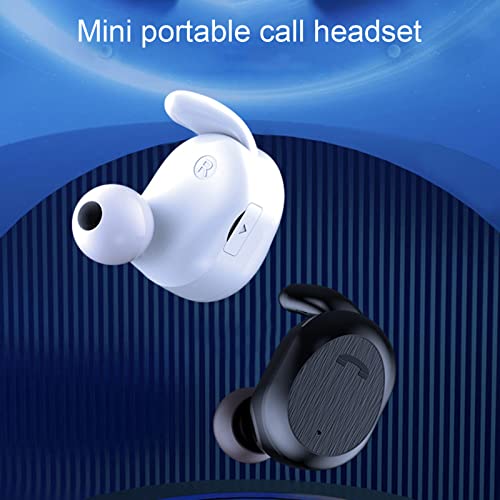 True Wireless Business Bluetooth5.0 Earbuds,Mini in-Ear Noise Canceling Monaural Premium Fidelity Sound Headphones Fast Pair Earphone Sports Headset for Office, White