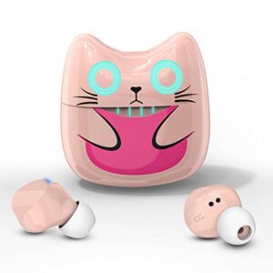 Togetface Girls Wireless Earbuds,Tiny Bluetooth 5.0 Earbuds with Cute Pink Cat Charging Case,HiFi Stereo Sound,Mic for Clear Calls Touch Control,36H Playtime Lightweight Wireless Headphones for Kids