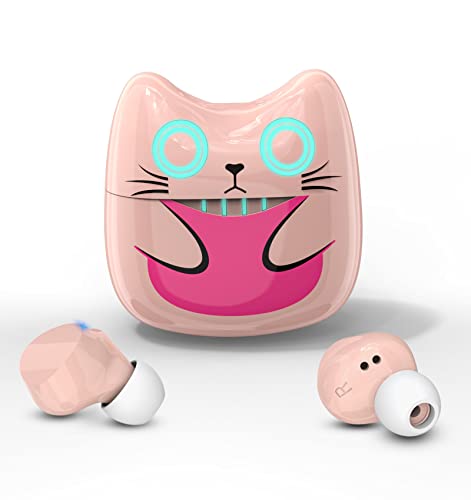 Togetface Girls Wireless Earbuds,Tiny Bluetooth 5.0 Earbuds with Cute Pink Cat Charging Case,HiFi Stereo Sound,Mic for Clear Calls Touch Control,36H Playtime Lightweight Wireless Headphones for Kids