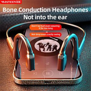 Wireless Bluetooth Bone Conduction Headphones 5.1 Ergonomic Intelligent Noise Reduction Earhook Earphone Lightweight Waterproof Sweatproof 8Hrs Playtime Bluetooth Headset for Sports (Red)