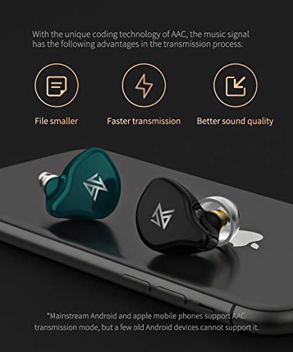 TWS True Wireless Bluetooth 5.0 Earbuds with Microphone,KZ S1D Dynamic Hybrid Dual Driver in Ear Earphones, 3D Stereo Sound Headsets Sports Running Headphones for Cell Phone (White)