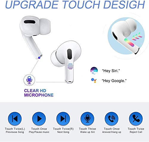 Wireless Earbuds Bluetooth Headphones with Charging Case Noise Cancelling 3D Stereo Headsets Built in Mic in Ear Ear Buds IPX5 Waterproof Air Buds for iPhone/Android/airpod pro case