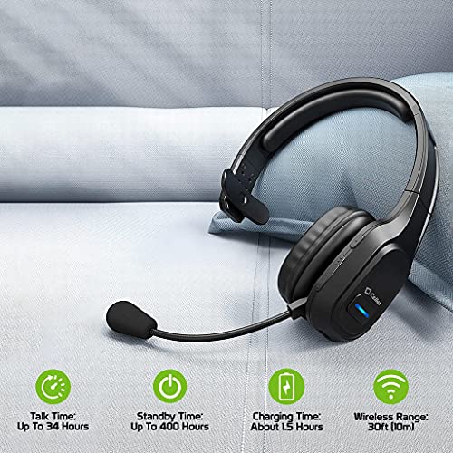 Work PRO Wireless Headset for Motorola One 5G/Edge/Edge+/Razr 2020/Z Flip/Z Play/Moto with Boom Dual V5.0 Bluetooth Plus 3.5mm 1/8 Backup Cable (Black)