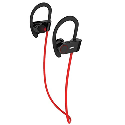 JTD ® Premium Wireless Bluetooth 4.1 Headphones Noise Cancelling Light-Weight Sweat Proof Headphones with Microphone,Great for Sports,Running,Gym Wireless Bluetooth Earphones (Red Wire)