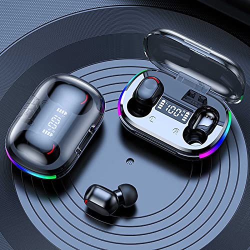 Wireless Bluetooth Earbuds in-Ear Noise Cancelling Stereo Headphones Color LED Light Bass Sport Earphone Digital Charging Case for iOS Android