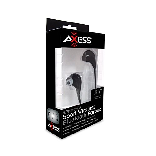 AXESS EPBT101 Bluetooth Headphone with Hands-Free Calling & Built-in Rechargeable Battery, Black