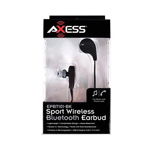 AXESS EPBT101 Bluetooth Headphone with Hands-Free Calling & Built-in Rechargeable Battery, Black