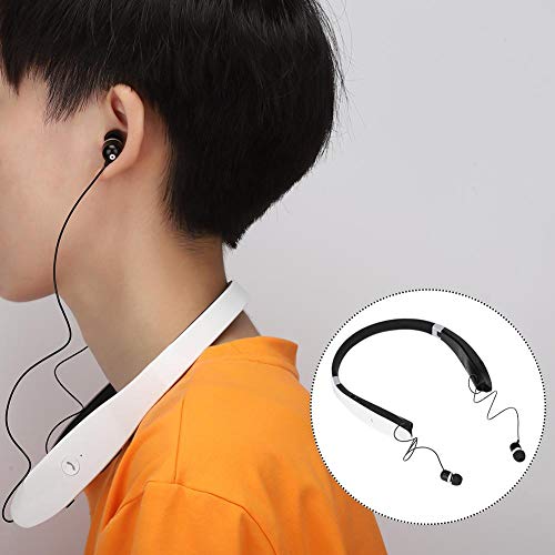 Neckband Wireless Headset Sports Stereo Bluetooth Headphones with Foldable Design Wideband Noise Reduction(Black White)