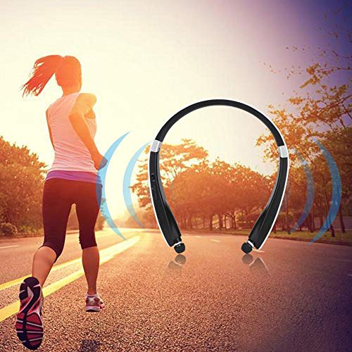 Neckband Wireless Headset Sports Stereo Bluetooth Headphones with Foldable Design Wideband Noise Reduction(Black White)