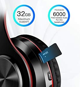 Amazing 7 LED Bluetooth Headphones with 8Hours Playtime, Wireless Headsets Over Ear, Hi-Fi Stereo, Multi-Colored Breathing Led, Built-in Mic, Snug Fit Earphones for Game Video DJ (Black Red)