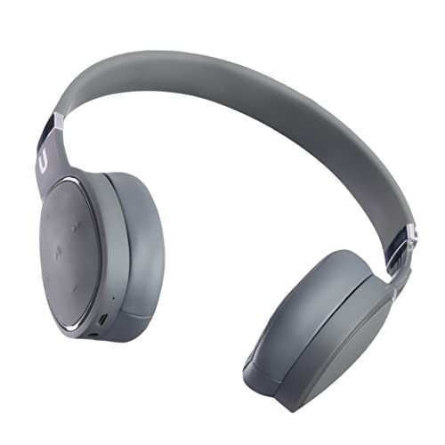 UNOSOUNDS On Ear Headphones, Wireless and Bluetooth, Noise Cancelling, Comfortable Design, Built in Mic and Wired Mode for Mobile, PC & TV, Includes 3.5mm Aux Cable and USB Charger (Grey)