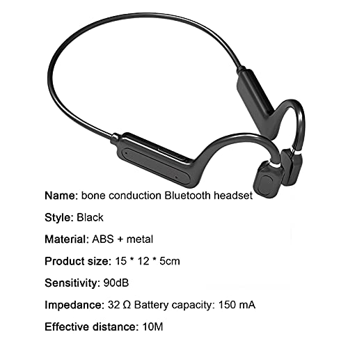 ZTGD G1-1 Wireless Bluetooth Bone Conduction Headphones Bluetooth-Compatible Earphone IPX5 Waterproof Ear Hook Swear-Proof Wireless Headphone for Sports Black