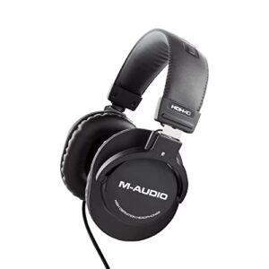 m-audio hdh40 – over ear studio headphones with closed back design, flexible headband and 2.7m cable for studio monitoring, podcasting and recording