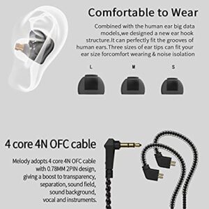 CCZ Melody in Ear Monitor, Dynamic Hybrid Dual Driver in Ear Earphones 1BA+1DD HiFi Wired Headphones Musicians IEM Upgrade Deep Bass Suitable for Bass Vocals Pop Folk ACG (No MIC, Transparent)