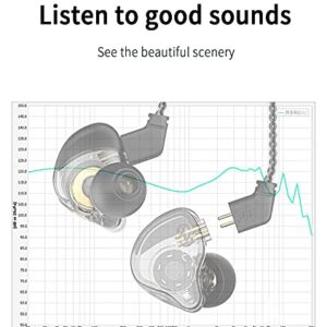 CCZ Melody in Ear Monitor, Dynamic Hybrid Dual Driver in Ear Earphones 1BA+1DD HiFi Wired Headphones Musicians IEM Upgrade Deep Bass Suitable for Bass Vocals Pop Folk ACG (No MIC, Transparent)