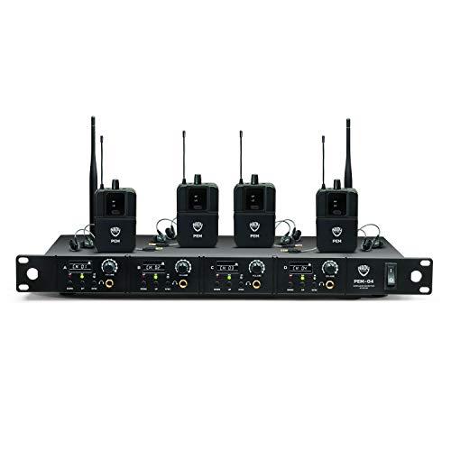 Nady PEM-04 UHF 16-Channel Wireless Professional in-Ear Monitor System with EB-6 Earbud Headphones