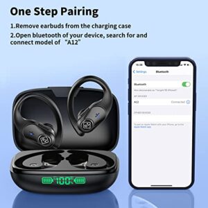 RIZIZI Wireless Earbuds Bluetooth Headphones with Wireless Charging Case and LED Digital Display 40hrs Playtime Built in Mic Waterproof Earphones with Over Earhooks Bass Sound Headset for Sport Gym