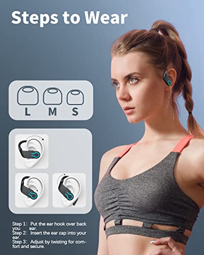 Bluetooth Headphones Wireless Earbuds Sports Over-Ear Bluetooth 5.3 Ear Buds with Earhooks 120H Playtime Wireless Headphones for Workout Waterproof Audifonos Bluetooth inalambricos LED Power Display