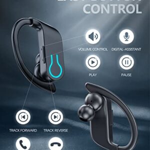 Bluetooth Headphones Wireless Earbuds Sports Over-Ear Bluetooth 5.3 Ear Buds with Earhooks 120H Playtime Wireless Headphones for Workout Waterproof Audifonos Bluetooth inalambricos LED Power Display