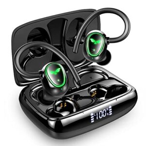 wireless earbud, bluetooth 5.3 headphones sport wireless earphones in ear noise cancelling earbud with dual mic, over earhooks ear buds ip7 waterproof 48h deep bass headset for running gym usb-c[2022]