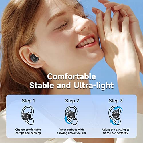 FAMOO Wireless Earbuds, Bluetooth 5.3 Headphones with LED Display, 42H Playtime, Mini Bluetooth Earbuds and Dual Mic with Deep Bass, IPX8 Waterproof Ear Buds for Running Sport Gym Workout