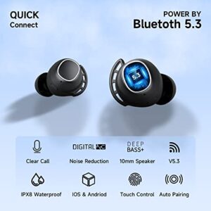 FAMOO Wireless Earbuds, Bluetooth 5.3 Headphones with LED Display, 42H Playtime, Mini Bluetooth Earbuds and Dual Mic with Deep Bass, IPX8 Waterproof Ear Buds for Running Sport Gym Workout