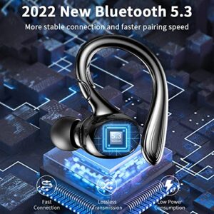 Wireless Earbud, Bluetooth 5.3 Headphones Sport 2022 Wireless Earphones in Ear Stereo Noise Cancelling Earbud with Dual Mic, Over Earhooks Ear Buds IP7 Waterproof 48H Playtime Headset for Running Gym