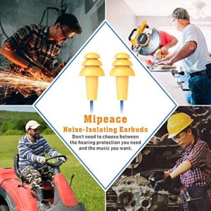 MIPEACE Work Earbuds Headphones, Ear Plug Headphones for Work-Noise isolating Earbuds Earphones for Industrial Safety Construction